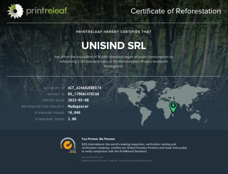 Unisind ottiene la certificazione PrintReleaf | Convenzioni Unisind